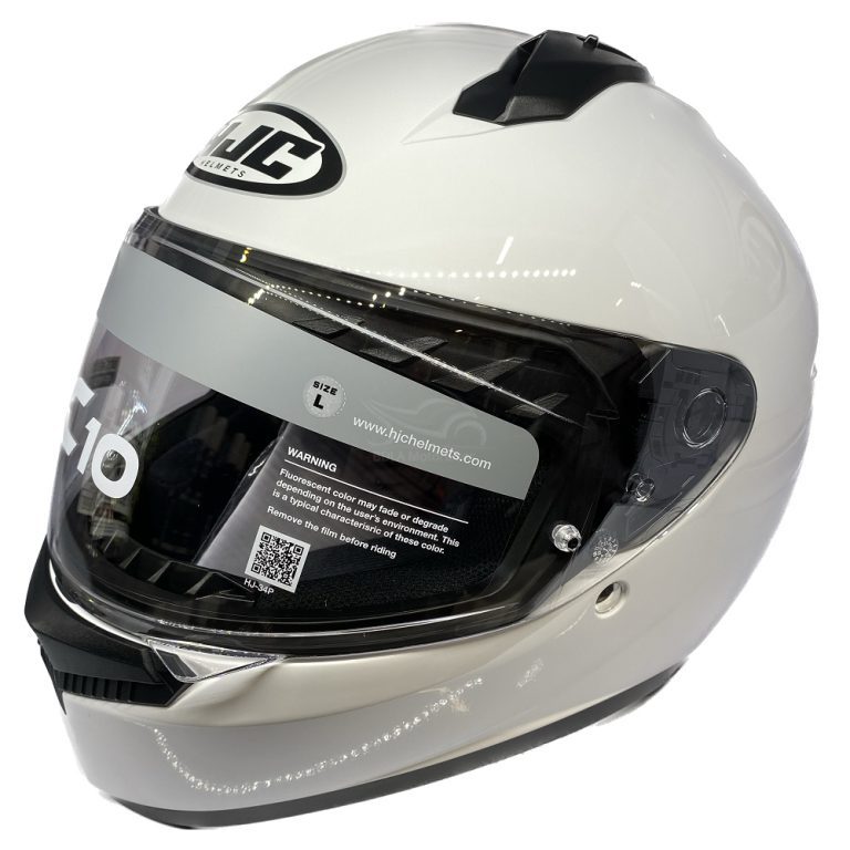 HJC C10 Plain Motorcycle Helmet White: Lightweight & Superior Fit