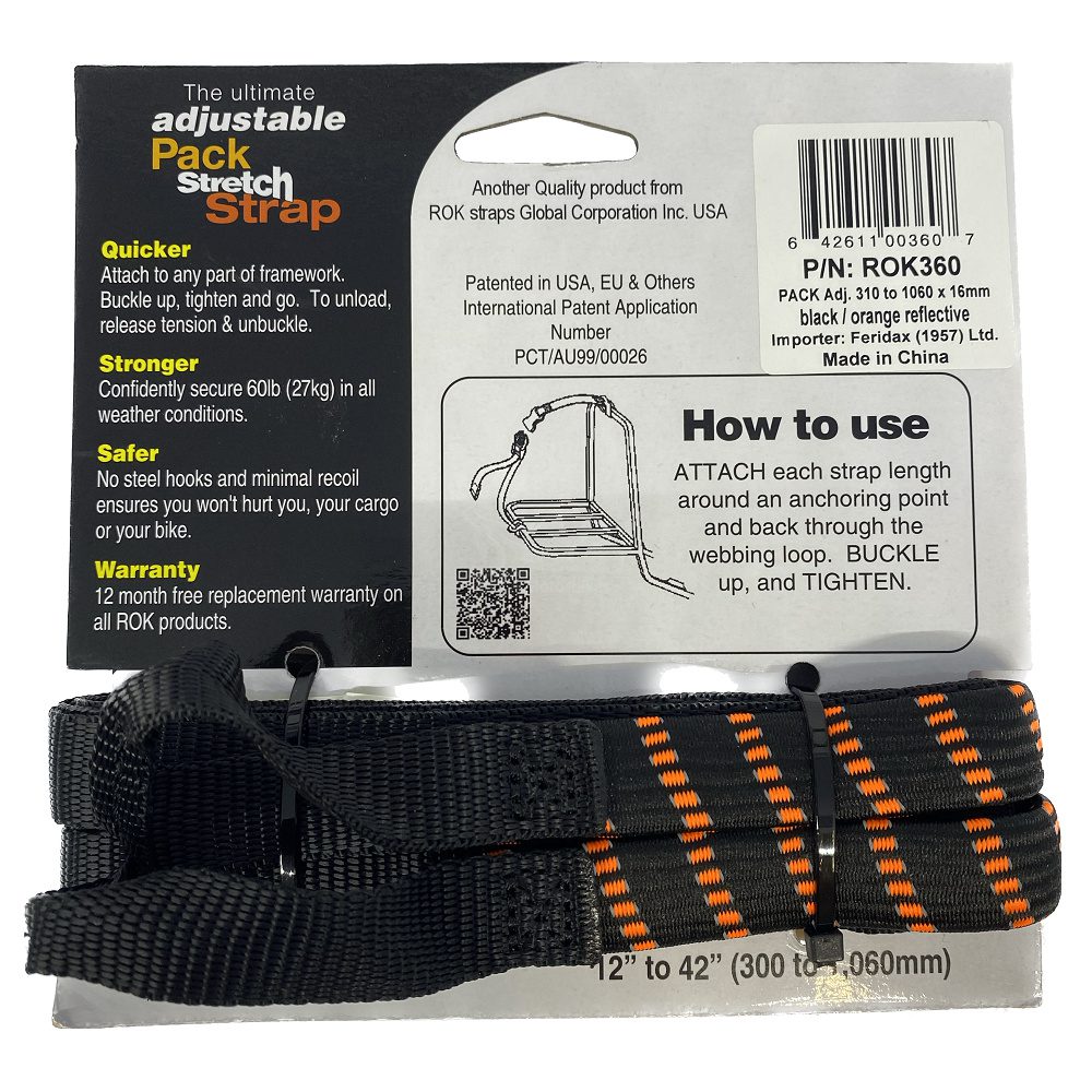 ROK Pack Luggage Straps 16 x 1060 mm - Blue/Orange/Reflective