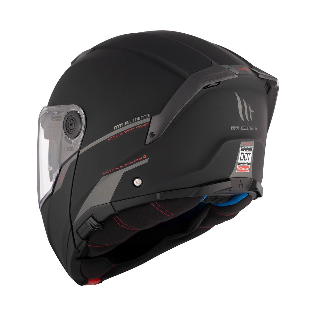 MT Atom 2 Plain Motorcycle Helmet Black: Comfort & Style In One