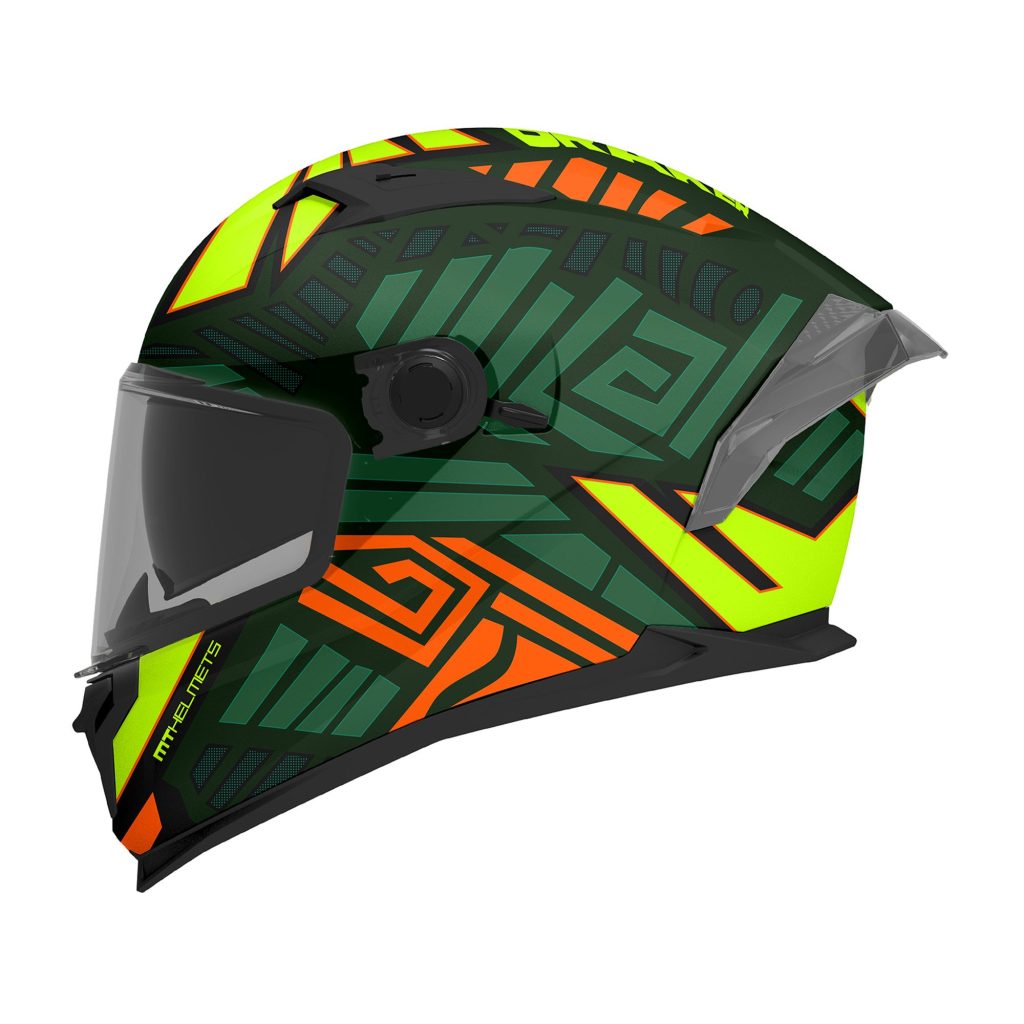 MT Braker Zebra Motorcycle Helmet Green: Ride Safe Riding