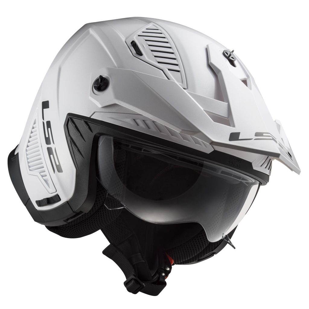 LS2 OF606 Drifter Plain Motorcycle Helmet White: With Mask